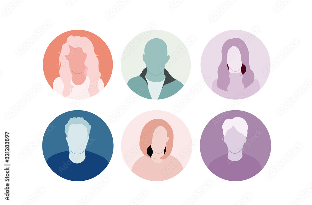 Characters, Persona for user research, vector avatar, many faces Stock ...