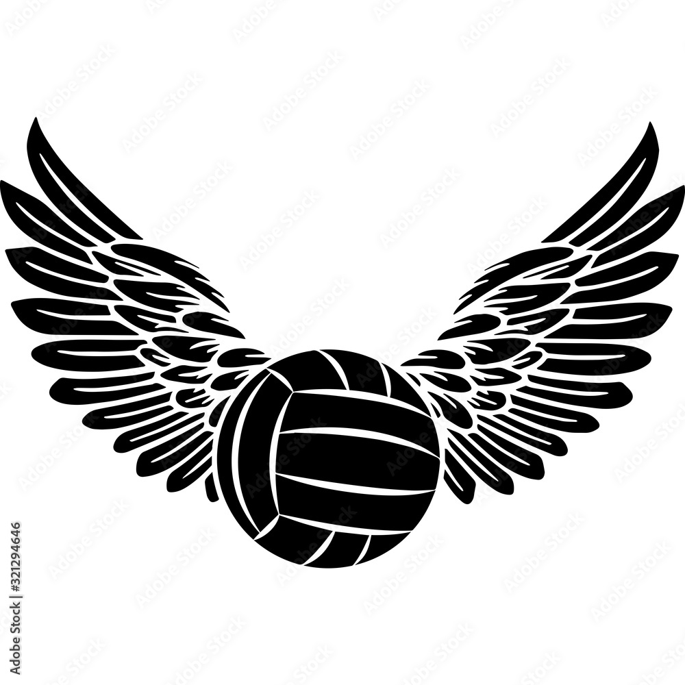 RIP Volleyball, Memorial with Angel Wings Silhouette, Sympathy ...