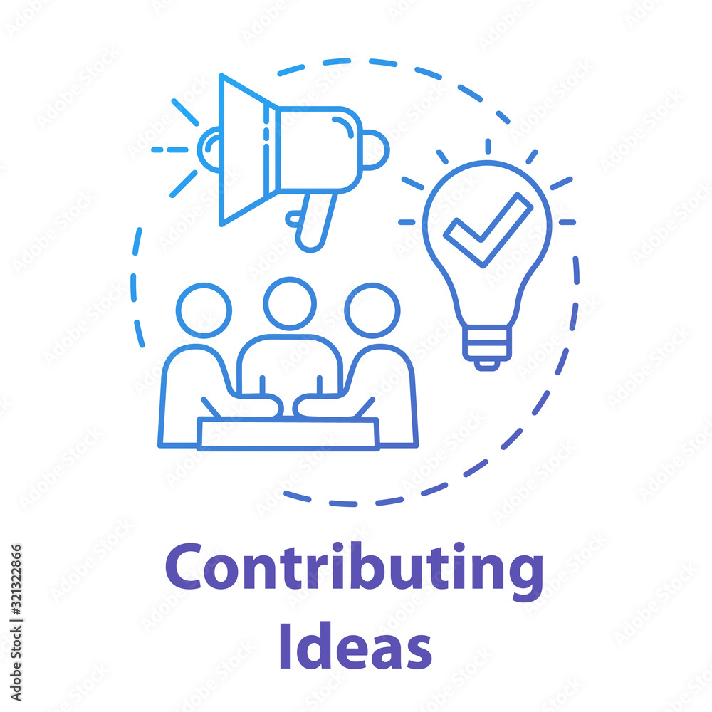 Contributing ideas concept icon. Business meeting. Briefing and ...