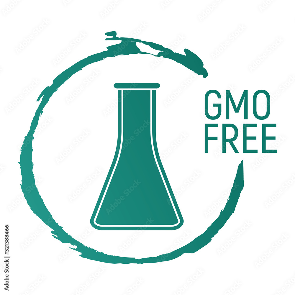 GMO free. Allergen food, products icon and logo. Intolerance and allergy food. Concept cartoon ...