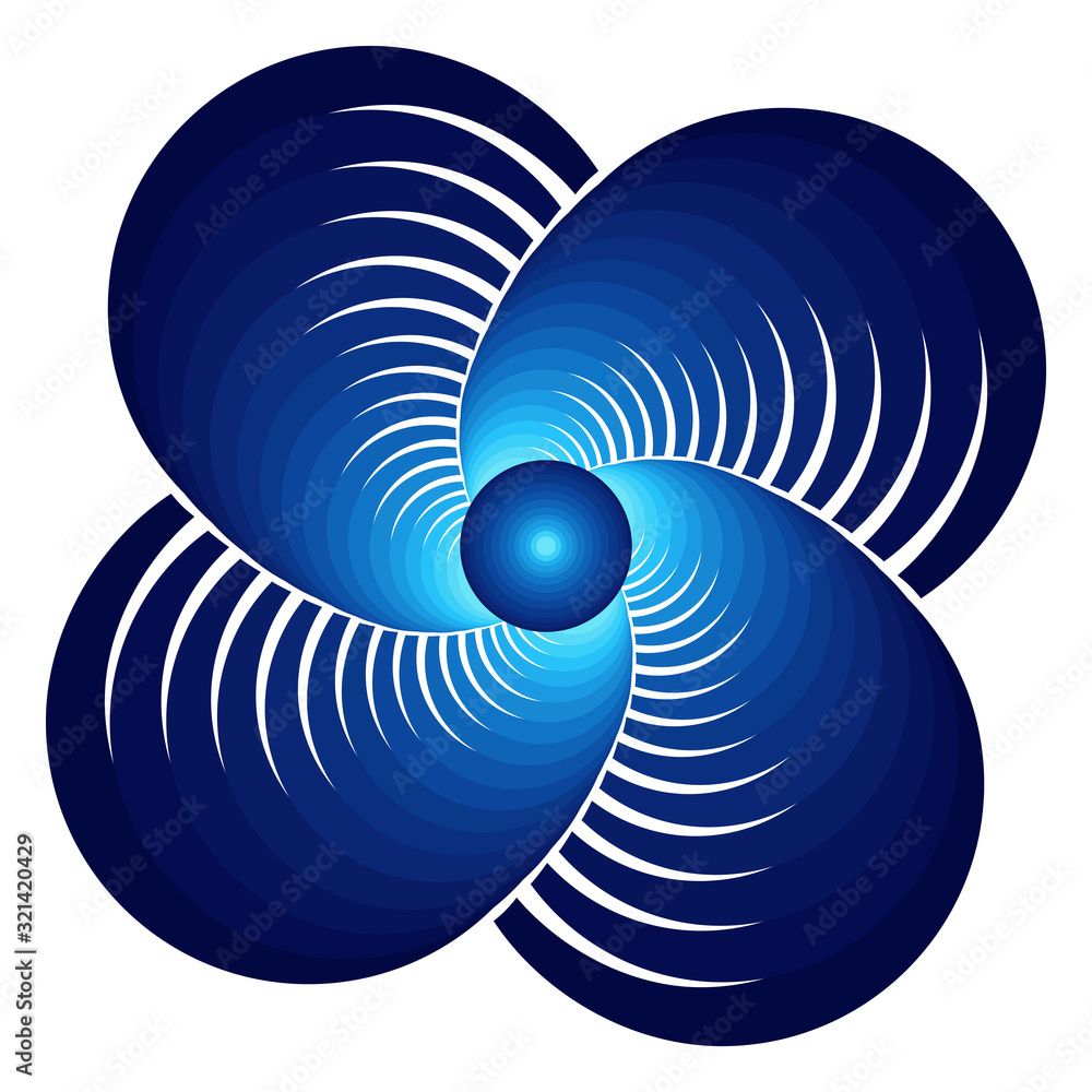 Blue silhouette of an airplane propeller, air conditioner or winding on ...