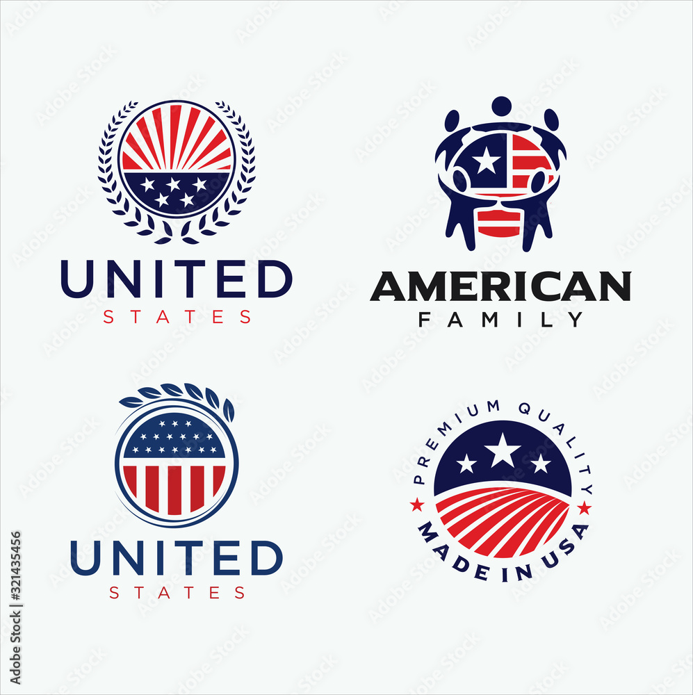Set Of United States Logo Design Vector Stock . Made in usa Logo ...