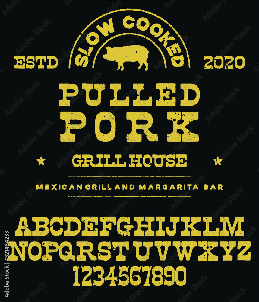 Hand drawn font for cafes, bars, restaurants where meat is eaten ...