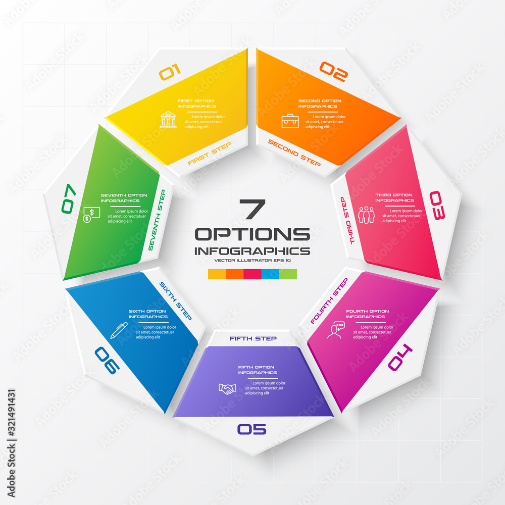 Heptagon infographic,Diagram with 7 options,Vector design element ...