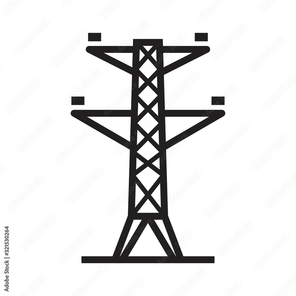 Electric tower, Overhead power line icon template black color editable ...