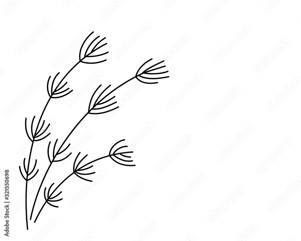 Pond reed doodle, simple black silhouette, vector illustration Stock ...