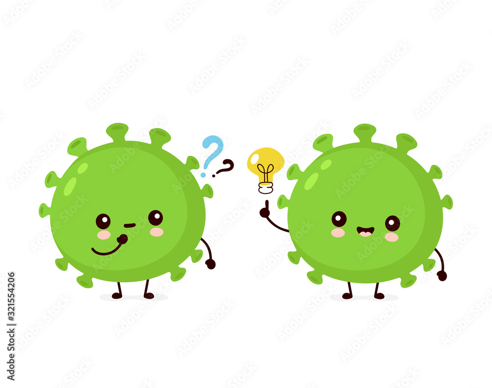 Cute happy probiotic bacteria with question mark Stock Vector | Adobe Stock