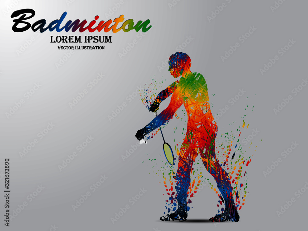 Visual drawing of sport man in start badminton game at fast of speed on ...