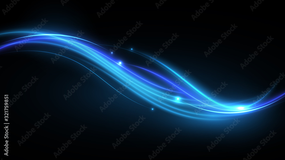 Light blue and violet neon glowing wind stream Stock Vector | Adobe Stock