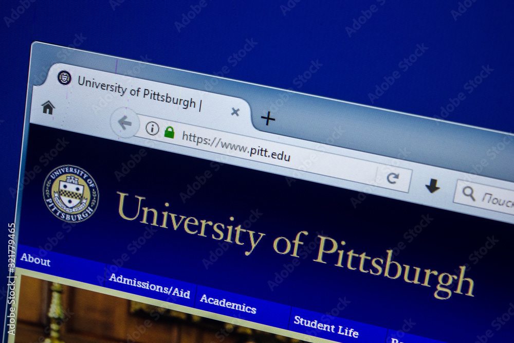 Ryazan, Russia - July 25, 2018: Homepage of Pitt website on the display ...