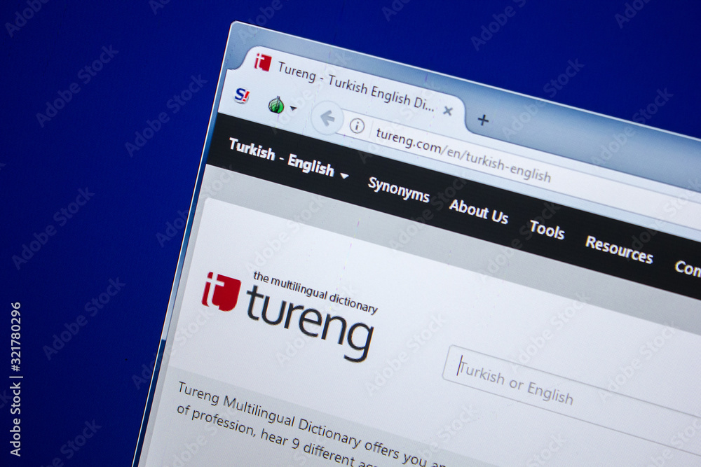 Ryazan, Russia - July 25, 2018: Homepage of Tureng website on the ...