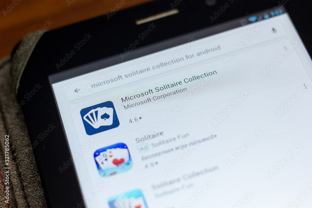 Ryazan, Russia - July 03, 2018: Microsoft Solitaire Collection icon in ...