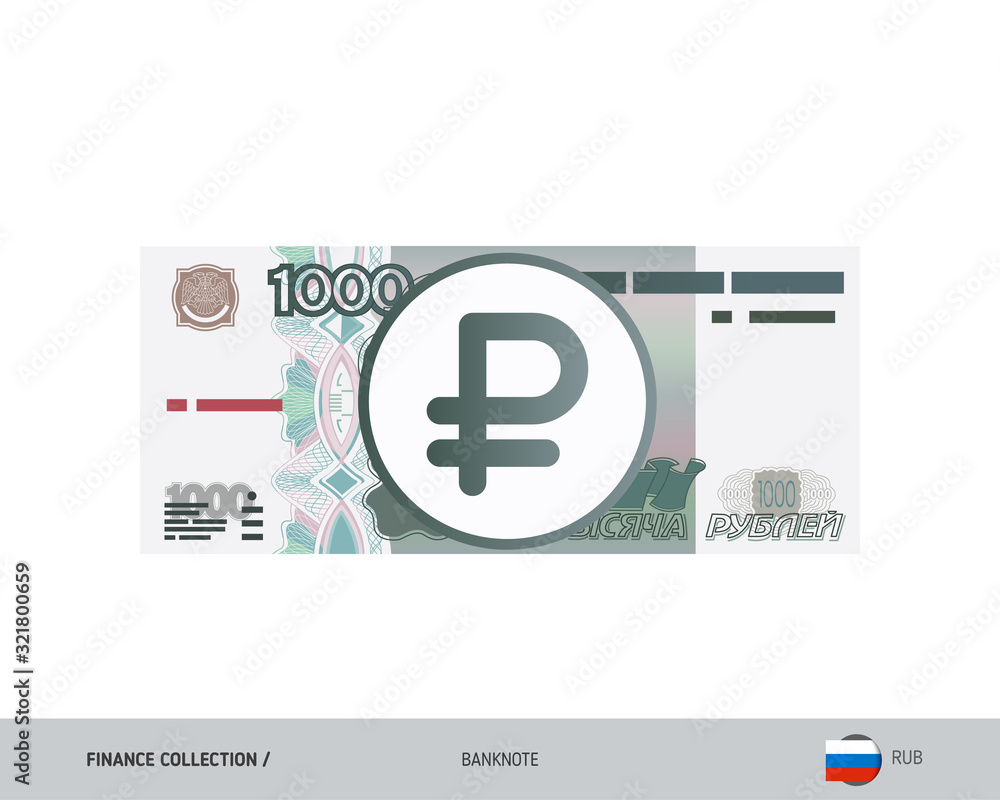 1000 Russian Ruble Banknote. Flat style highly detailed vector ...