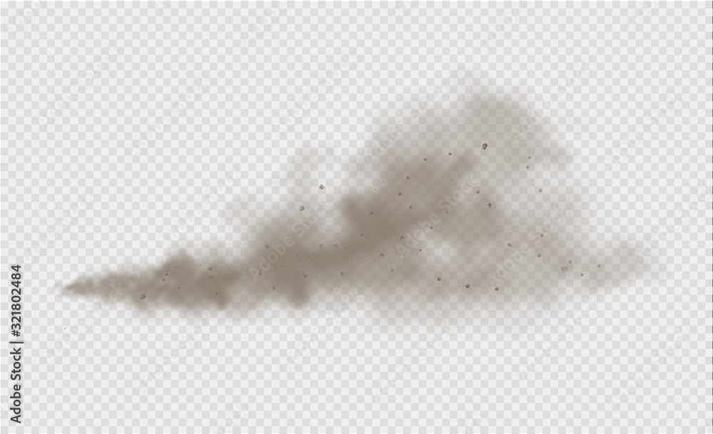 Dust cloud, sand storm, powder spray on transparent background. Desert ...