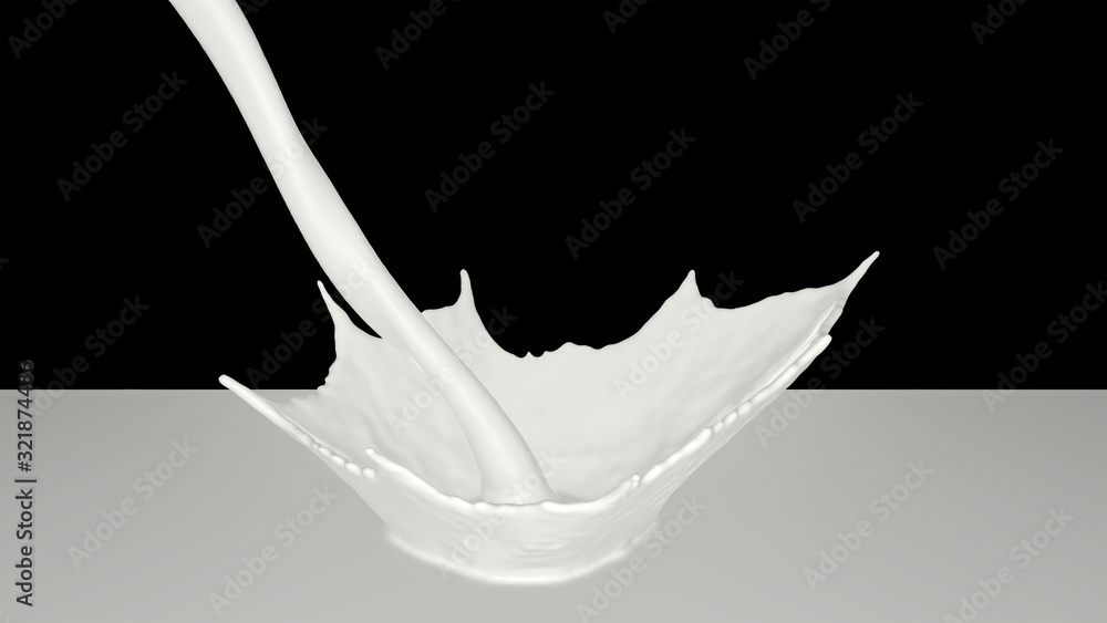 Ilustración de Stock 3D render of Milk crown splashes, Realistic ...