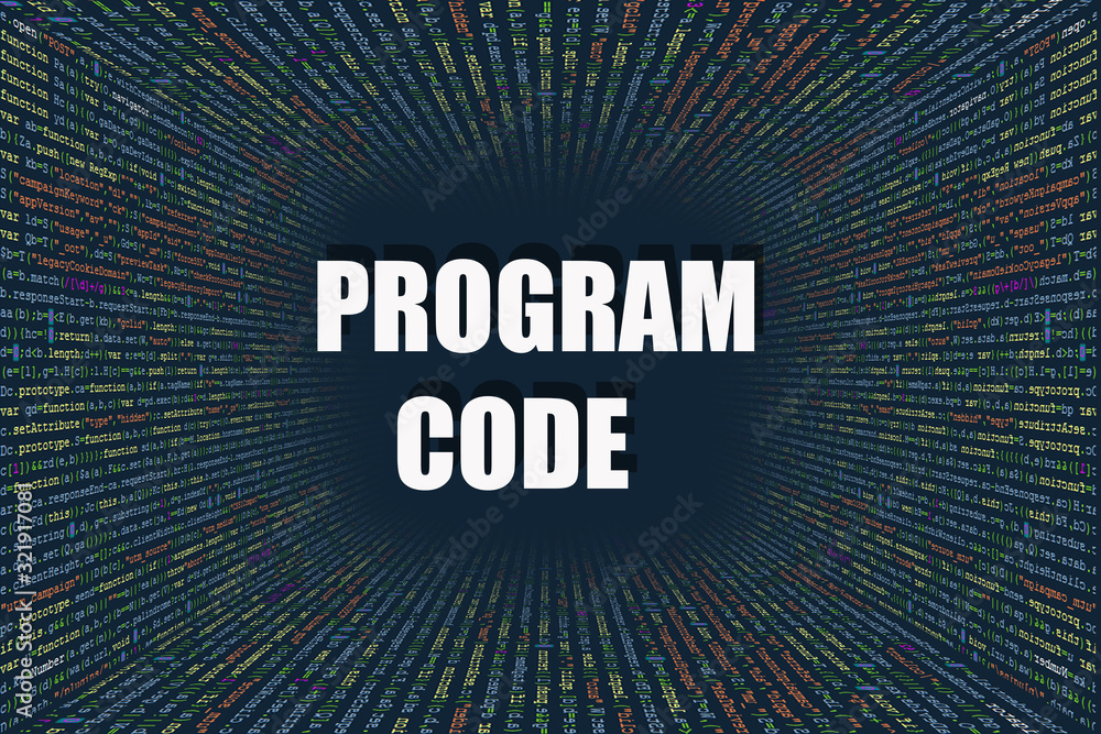 Tunnel from computer program code. Programmer Lines of code, Java Script, CSS, and HTML. hacking ...