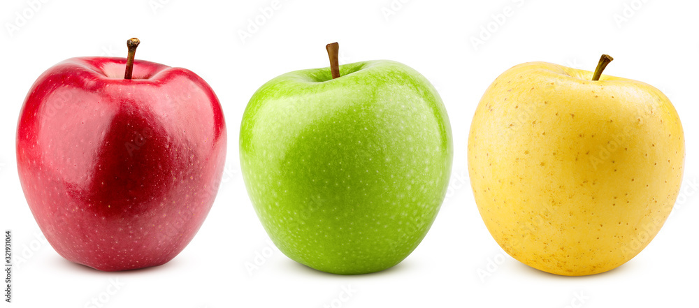colorful apples, red green and yellow fruit, isolated on white ...