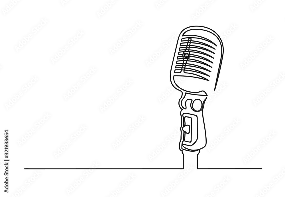Continuous one line drawing of a microphone Stock Vector | Adobe Stock