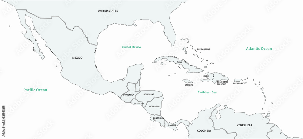 graphic vector of caribbean countries map. central america map. Stock ...