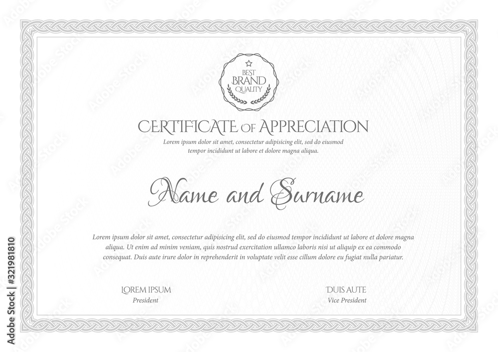 Silver Certificate template. Diploma of modern design or gift ...