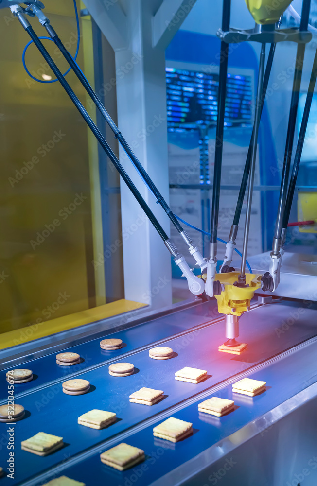 automate robot with vacuum suckers with conveyor in Production of ...