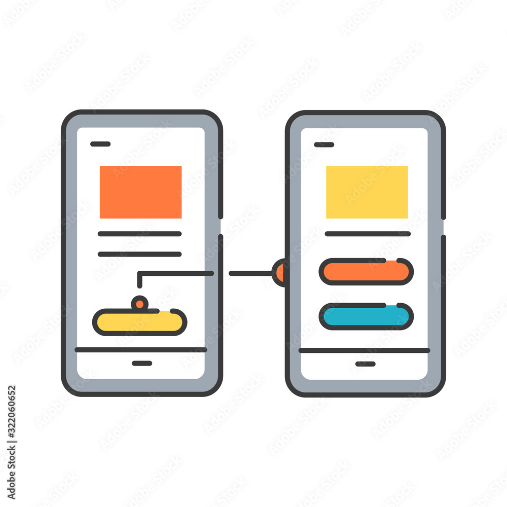 Prototype color line icon. Working example through which a new model or ...