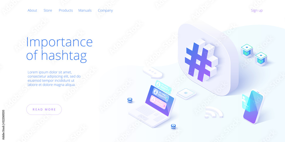 Social media marketing vector business illustration in isometric design ...