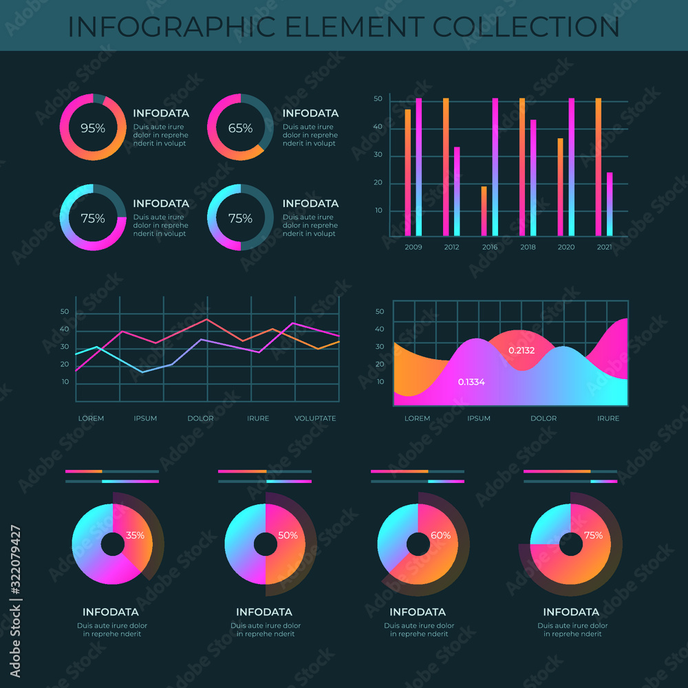 Gradient business infographic diagram set, annual report template, web ...