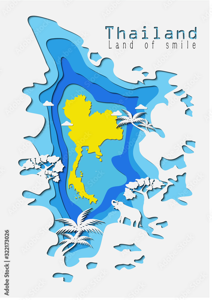 Thailand land of smail. Abstract background. Map of thailand. Stock ...