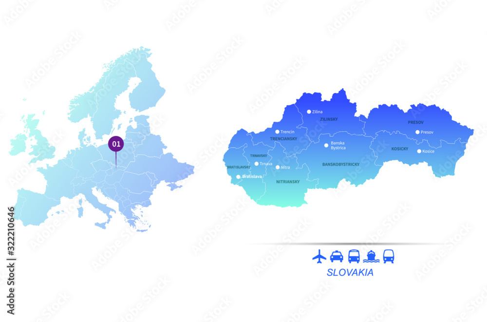 slovakia map. vector of europe countries map. simple design map ...