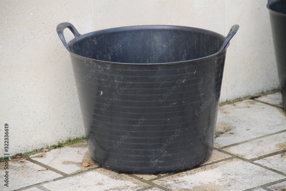 Black flexible plastic basins for gardening Stock Photo | Adobe Stock