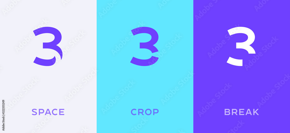 Стоковий вектор Set of number 3 minimal logo icon design template ...
