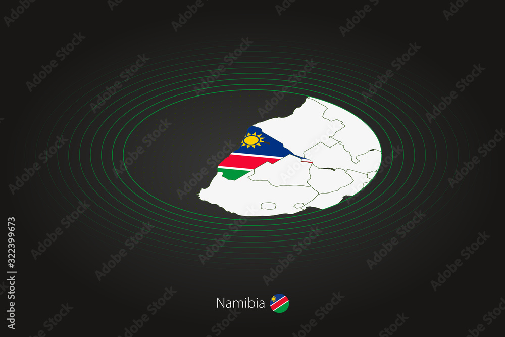 Namibia map in dark color, oval map with neighboring countries. Stock ...