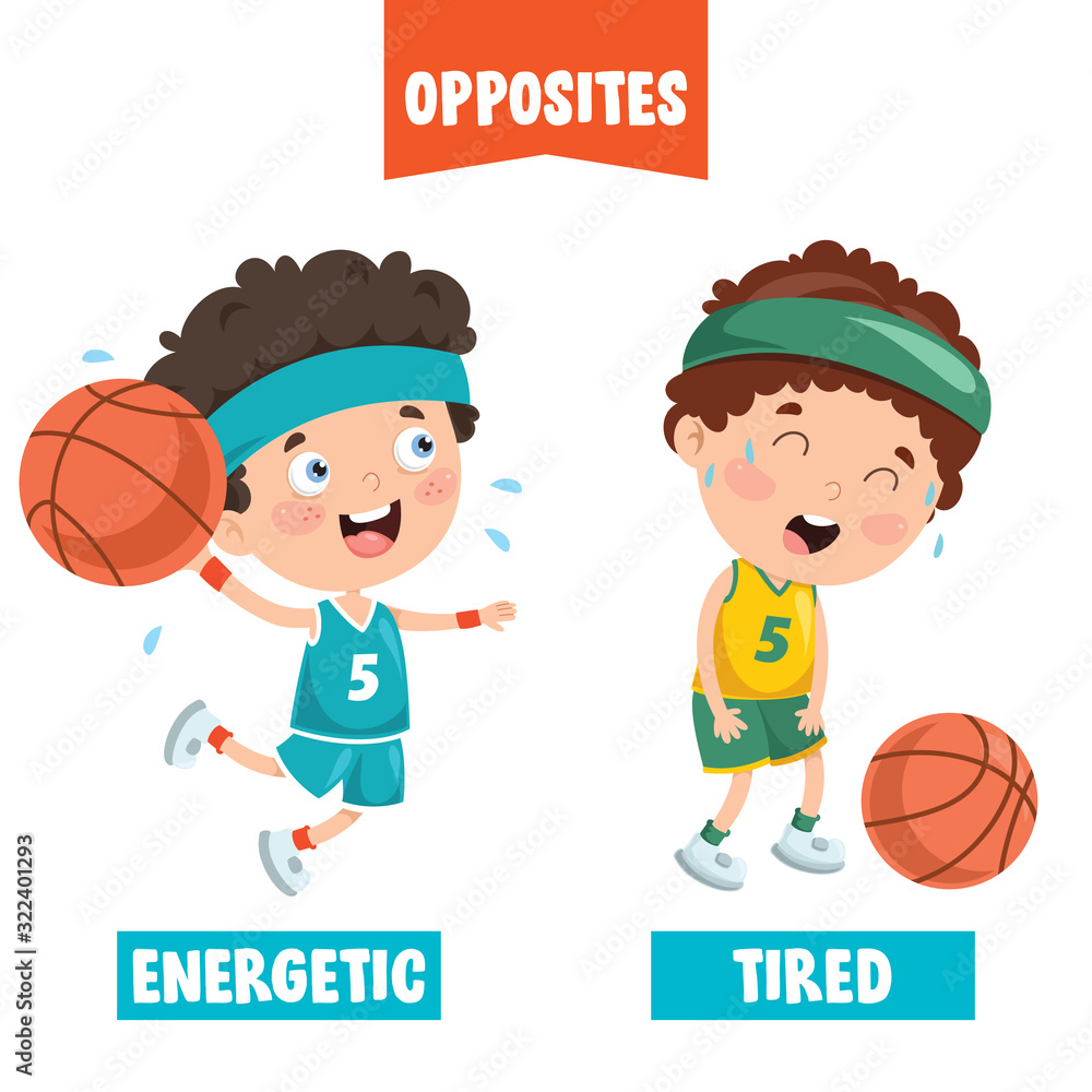 Opposite Adjectives With Cartoon Drawings Stock Vector | Adobe Stock