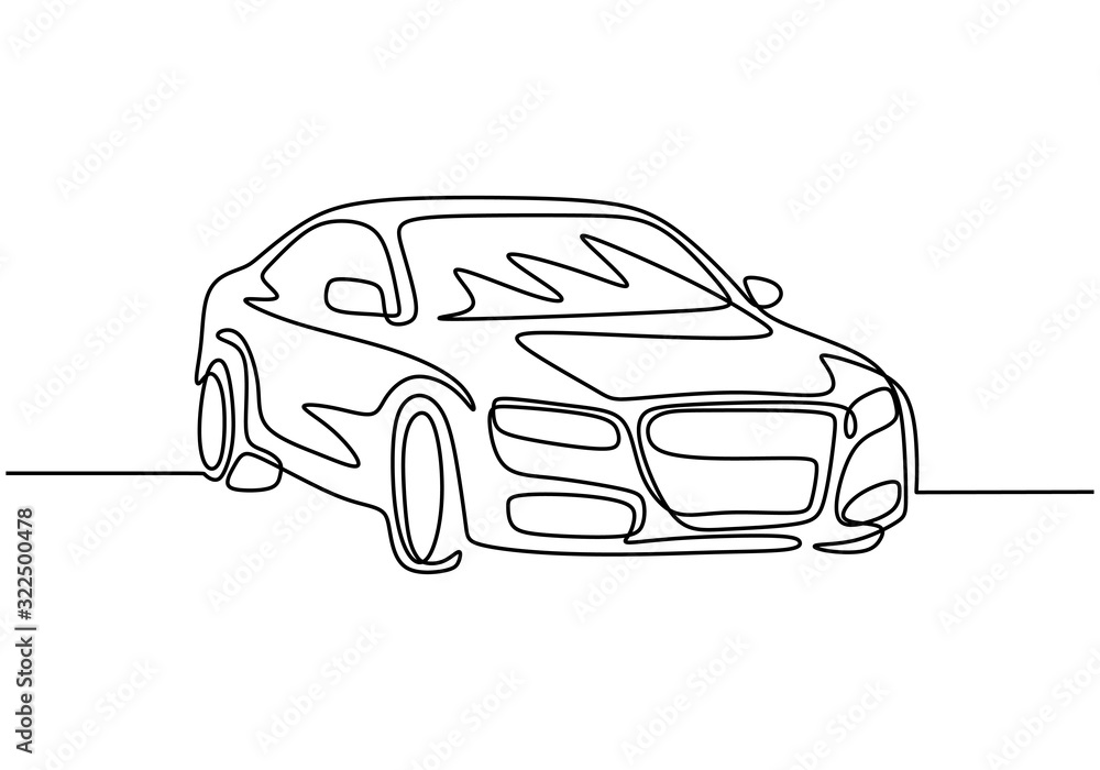 One line drawing of car. Sedan vehicle, vector illustration minimalism ...
