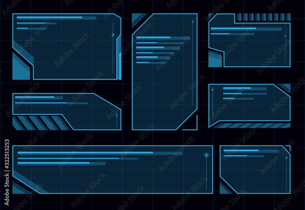 HUD futuristic user interface. Abstract blue control panel layout ...