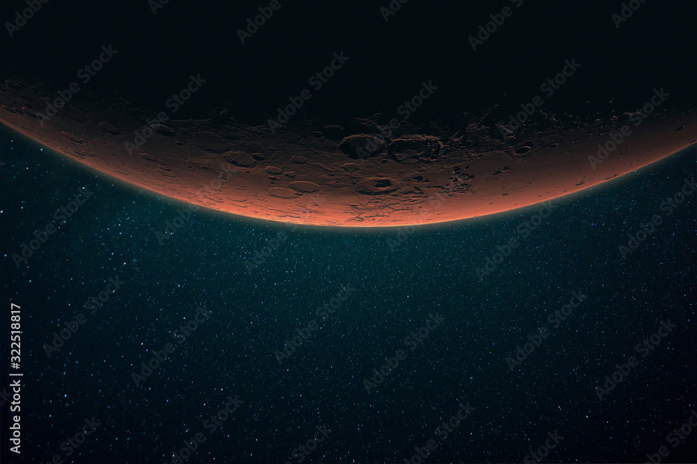 Beautiful red planet Mars in space on a starry background. Solar system ...