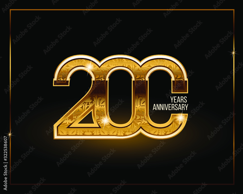The 200th anniversary is golden. Anniversary template design for web ...