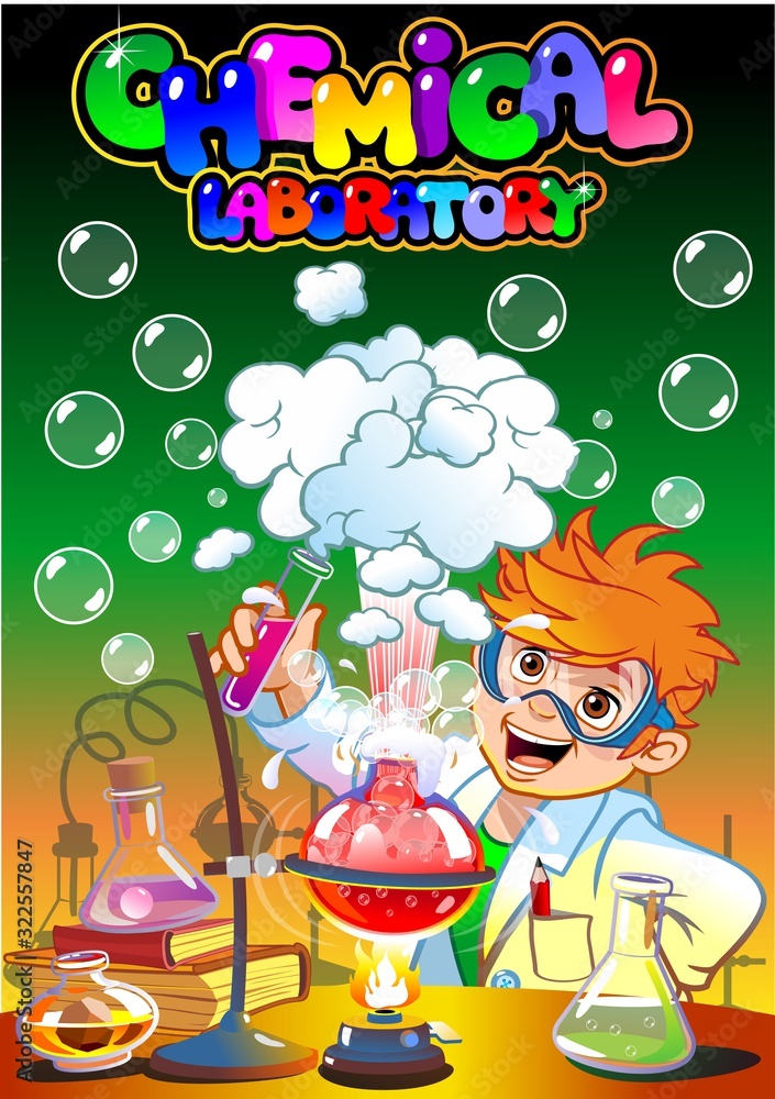 Children in a chemistry lab study chemistry. Explosive experiments ...