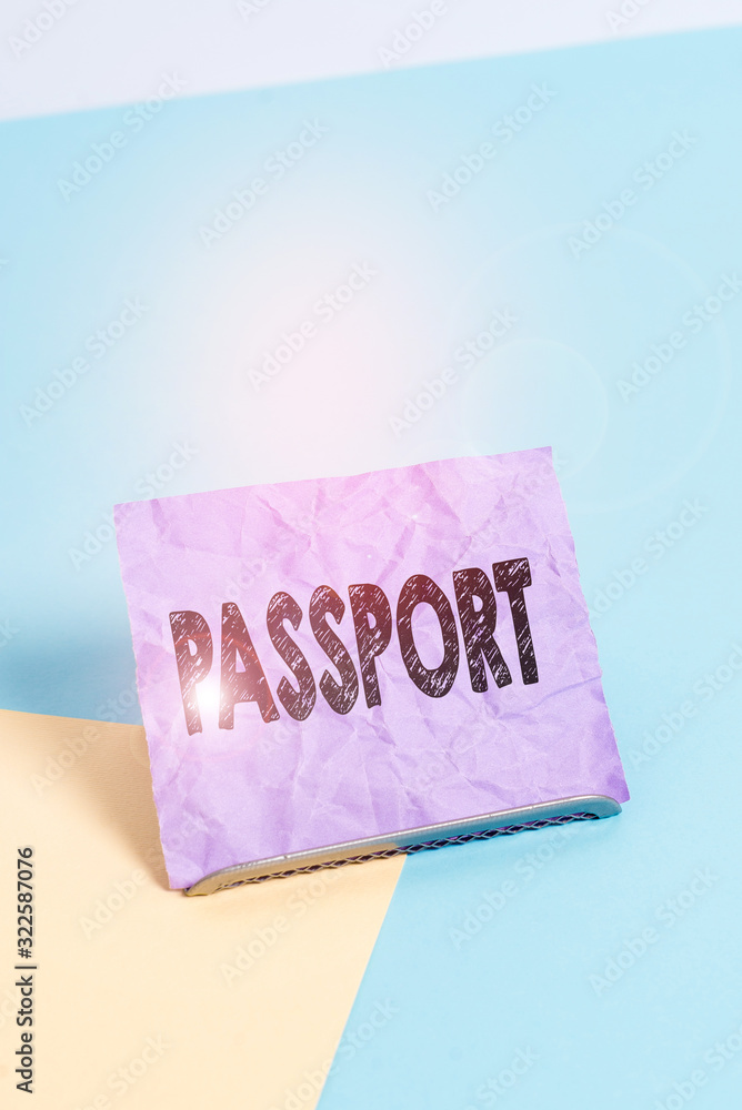 Handwriting text Passport. Conceptual photo official document issued by ...
