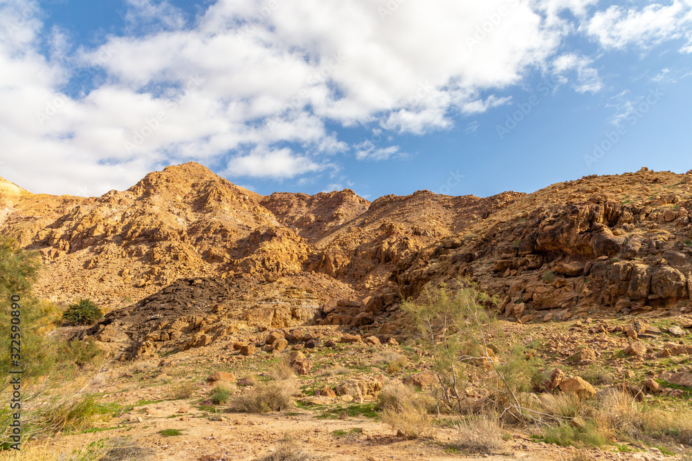 Hot spring valley. Hammamat Ma'in hot springs, Jordan. Hot springs are ...