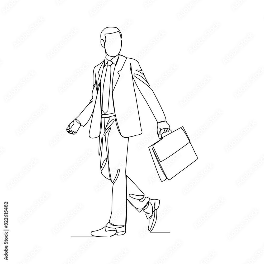 Continuous line drawing of businessmen holding briefcase. One line art ...