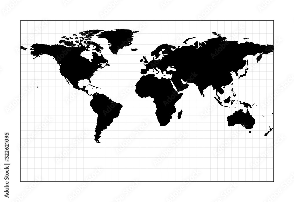 Vector world map. Cylindrical stereographic projection. Plane world ...