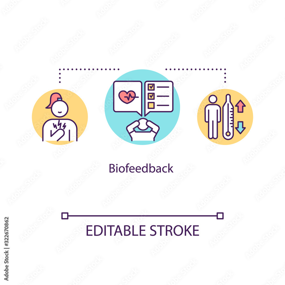 Biofeedback concept icon. Mind-body technique idea thin line ...