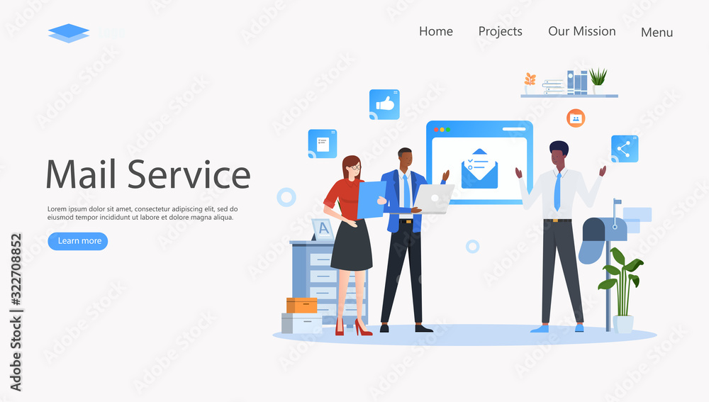 Mail Service and Correspondence Delivery Vector Illustration Concept ...