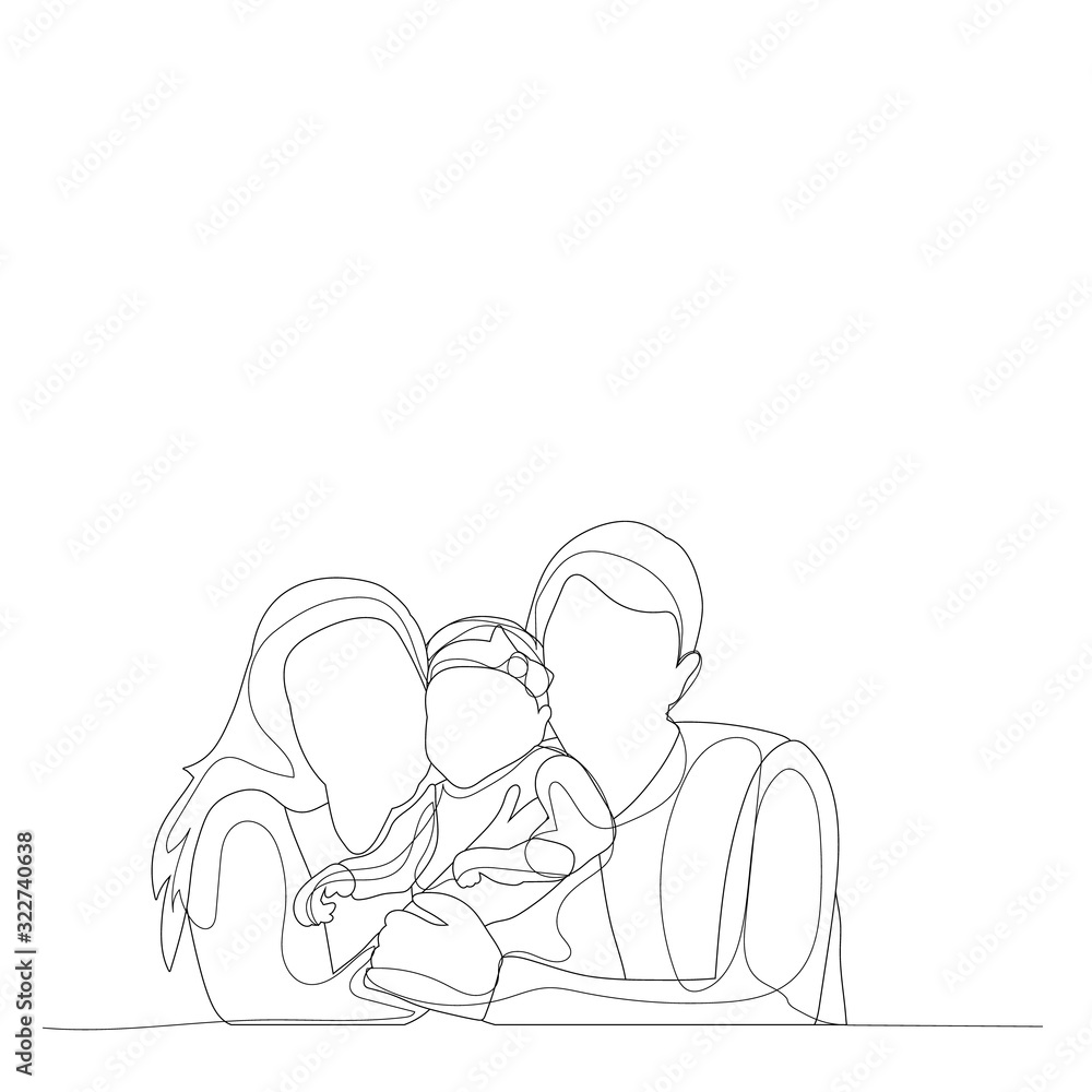single line drawing family portrait Stock Vector | Adobe Stock
