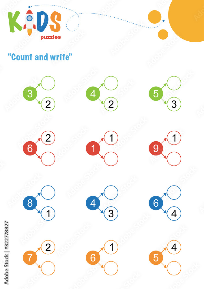 Fill in the missing numbers. Counting worksheet. Easy colorful math ...