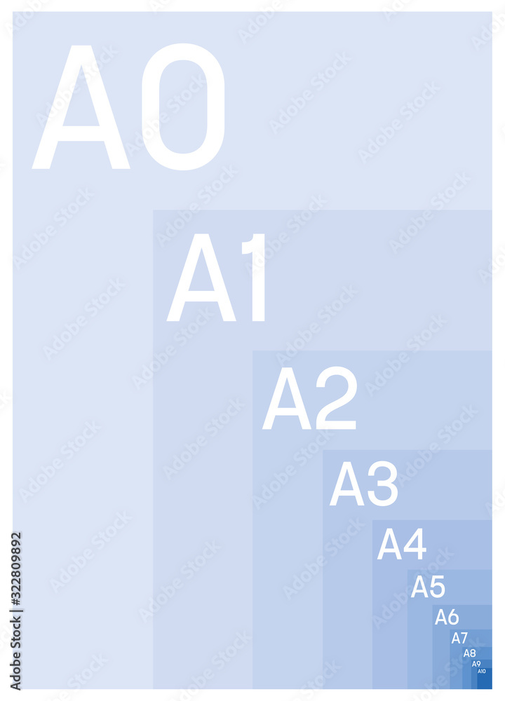 A Series Paper Sizes with labels. Simple flat vector illustration Stock ...