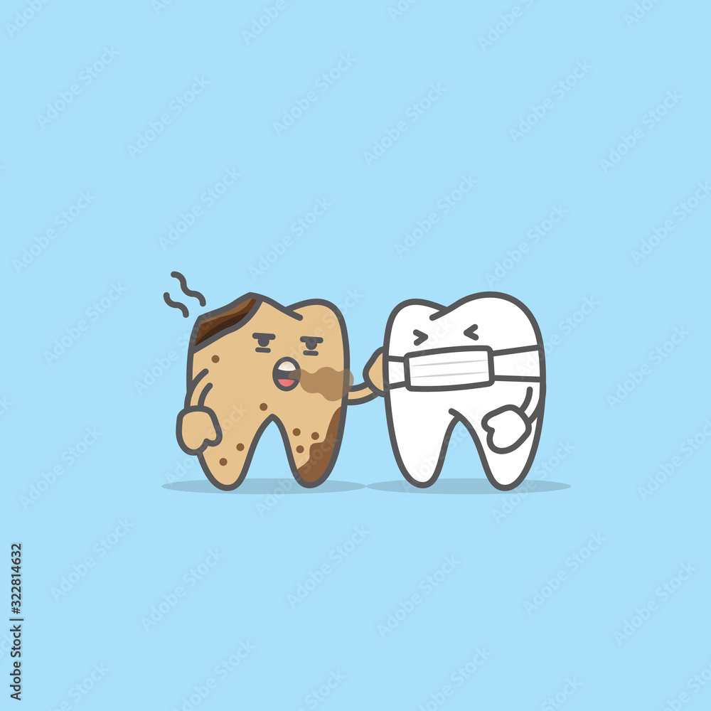 เวกเตอร์ Stock Dental cartoon of Decay tooth dirty and smelly talking ...