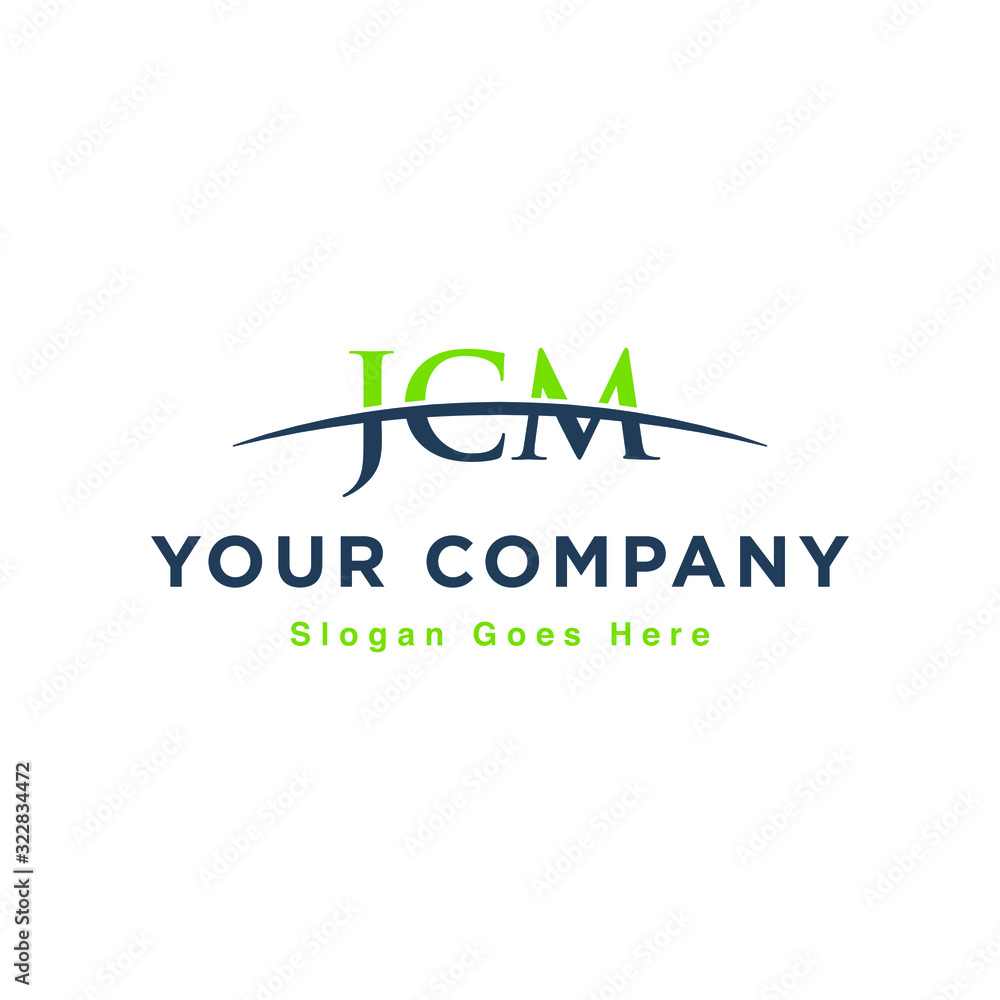 Initial letter JCM, overlapping movement swoosh horizon logo design ...